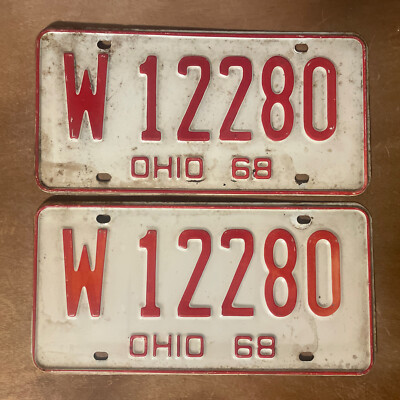 1968 Ohio License Plate Pair # W 12280 | eBay