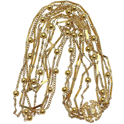 70s Vintage Necklace Mid Century Modernist 6 Strand Gold Tone, Chains ...