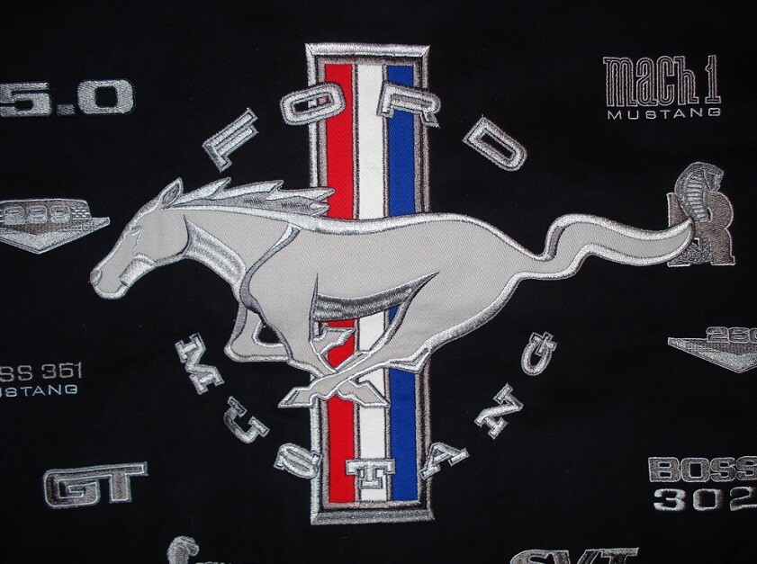 Authentic Ford Mustang Racing Jacket Mens Black Cotton Twill Jacket By ...