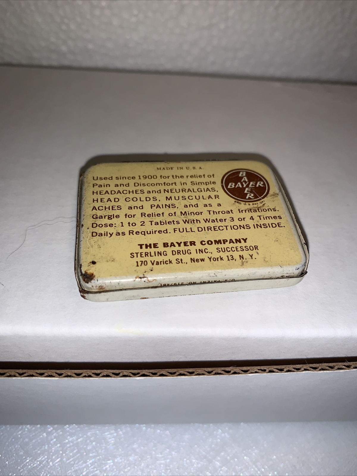 Vintage Genuine Bayer Aspirin Tin 12 Tablets 15 Cents | eBay