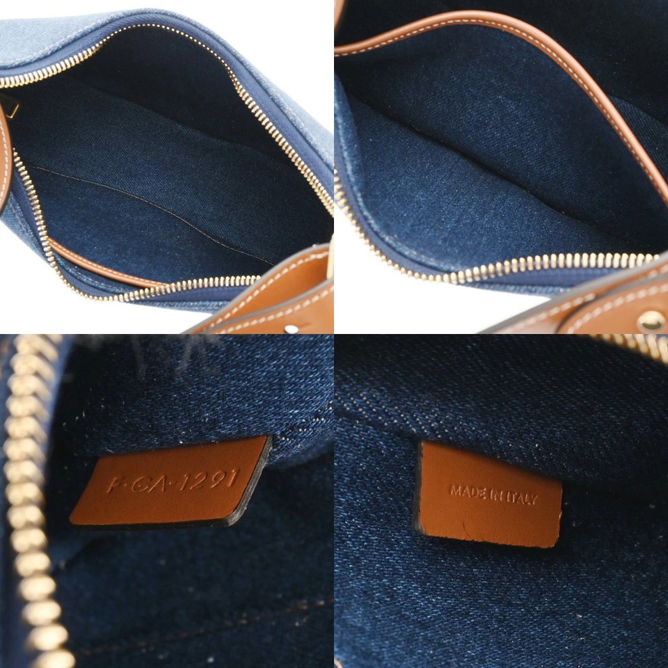 Celine Ava Bag Navy/Tan Cotton Leather Shoulder Bag Used | eBay