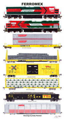 Ferromex TTX Freight Train 11"x17" Poster by Andy Fletcher signed | eBay