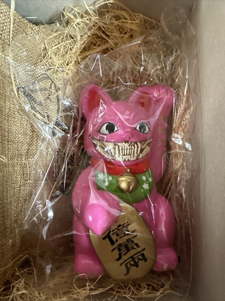 Ron English Limited Edition Rare Maneki Neko Pink Lucky Grin Cat New | eBay