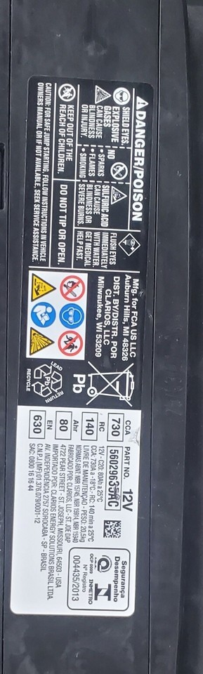 NEW OEM MOPAR BATTERY FOR DODGE CHRYSLER JEEP 1500 2011-2022 56029635AC ...