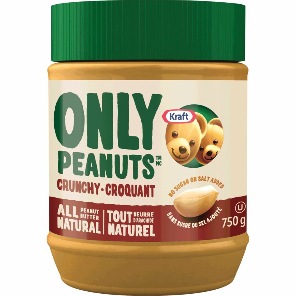 Canada Kraft Peanut Butter ONLY PEANUTS CRUNCHY ALL NATURAL 750g Fresh ...