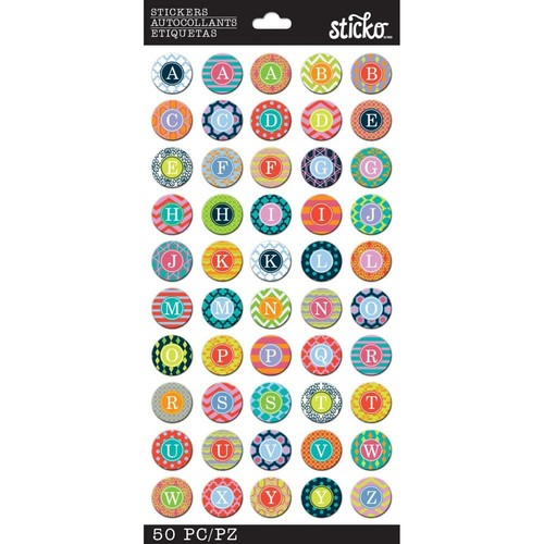 Crafts Stickers Sticko Small Alphabet Circles Colorful Patterns ...