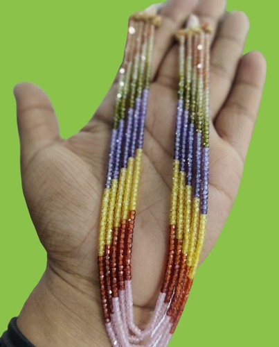 Five Layers Gemstone Beads Multicolor Handmade Cut Bead Necklace Gifts ...