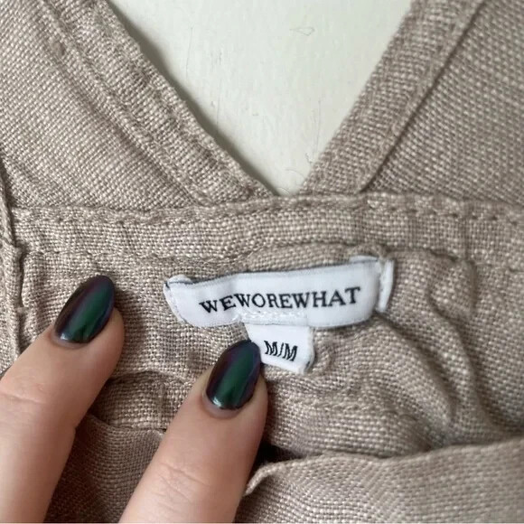 WeWoreWhat Basic Linen Natural Beige Overalls M - Gem