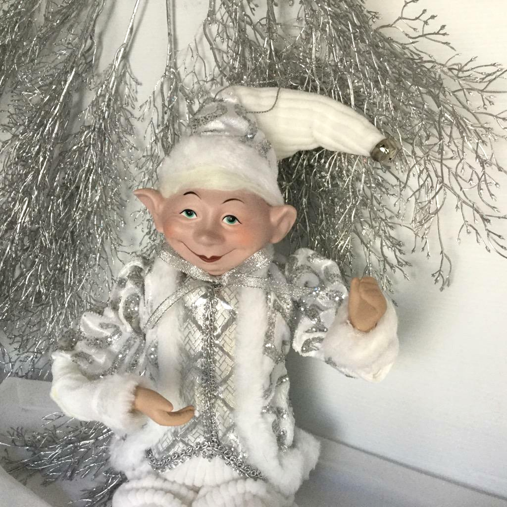 CHRISTMAS ELF SILVER AND WHITE PLUSH ELVES SERIES 38U 45 CM | eBay ...