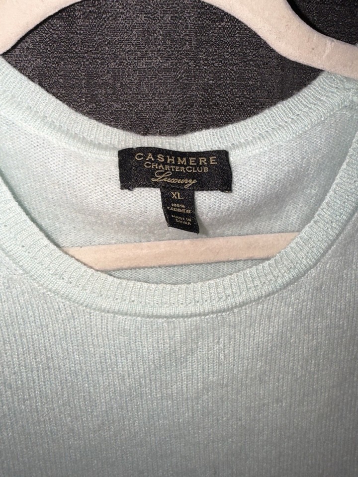 Cashmere Charter Club Luxury Sweater Blue Colorblock 100% Cashmere Size ...