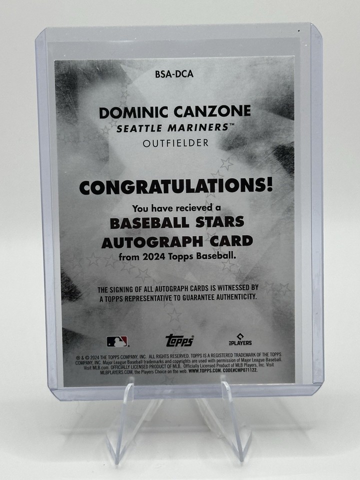 2024 Topps Series 2 DOMINIC CANZONE BASEBALL STARS AUTO MARINERS RC | eBay
