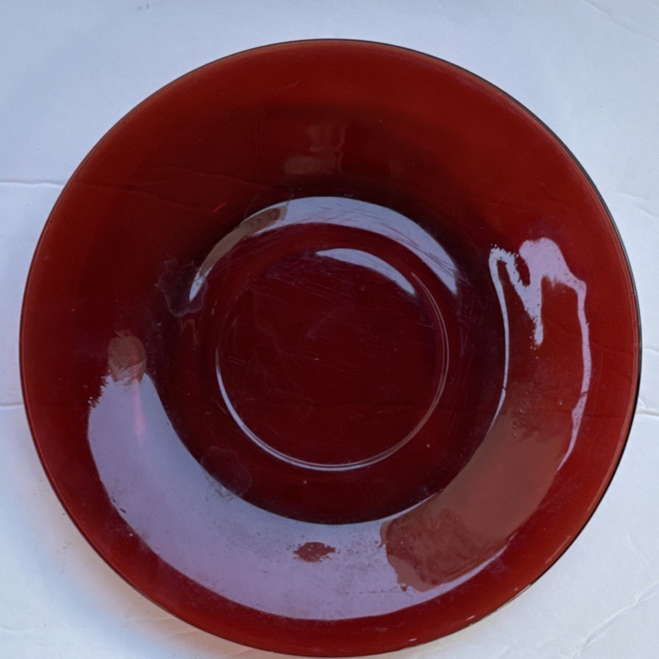 Red Glass Plate Set Glossy Finish Round Plates Decorative Tableware ...
