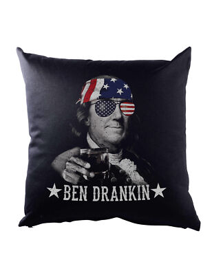 Ben Drankin Cushion Pillow Benjamin Fun Alcohol Franklin Usa United ...