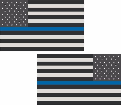 2 - 3" Thin Blue Line American US Subdued Flag Decal SET USA Police ...