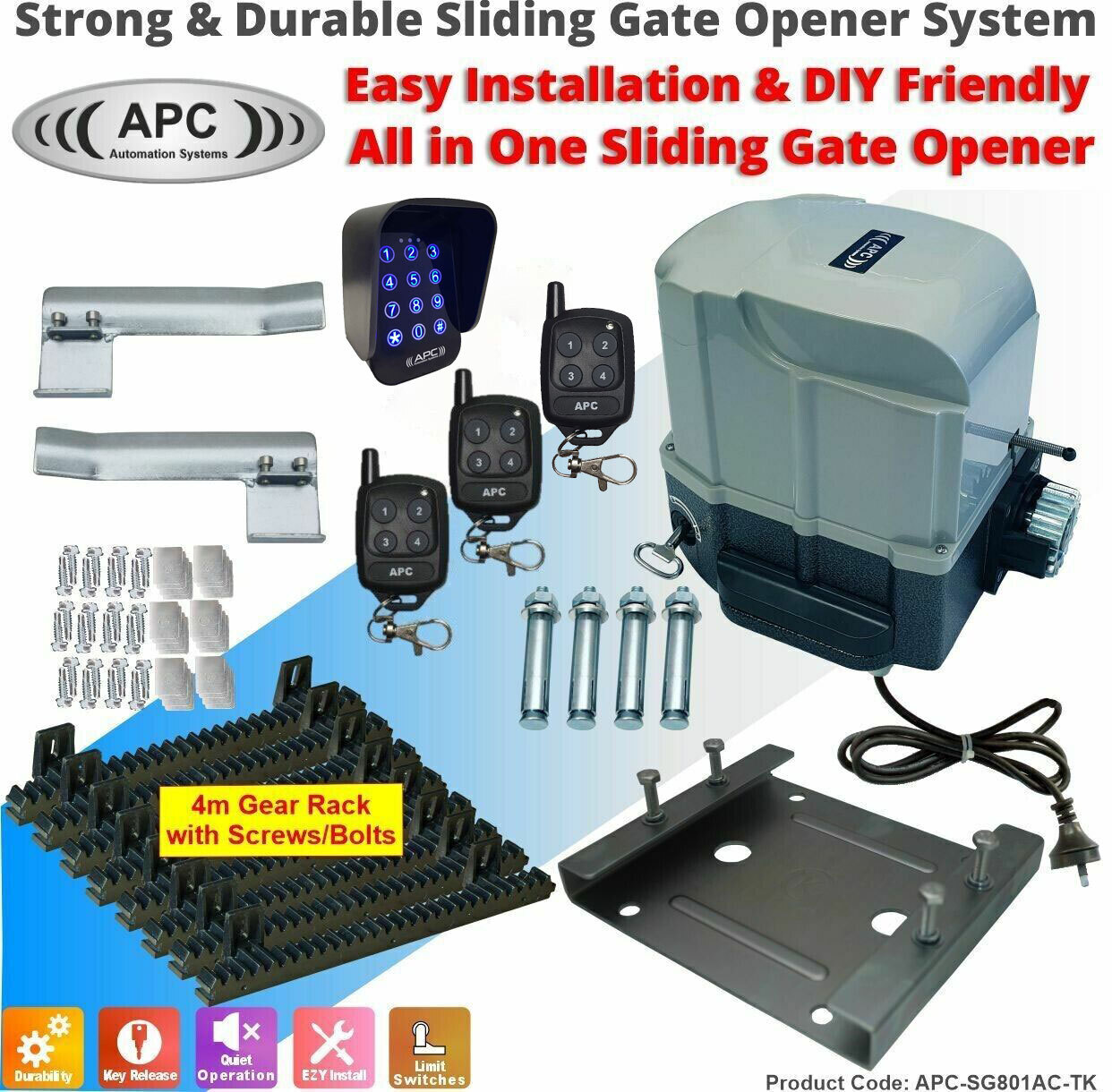 APC Sliding Gate Opener All in One Kit for Sliding Gate Automation DIY ...