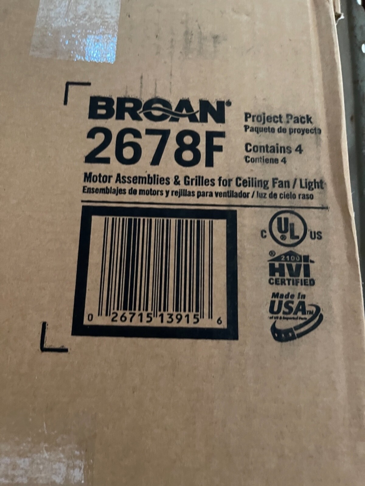 4 Broan - 2678F - 50 CFM Ventilation Fan/Light Finish Pack - 2.5 Sones ...