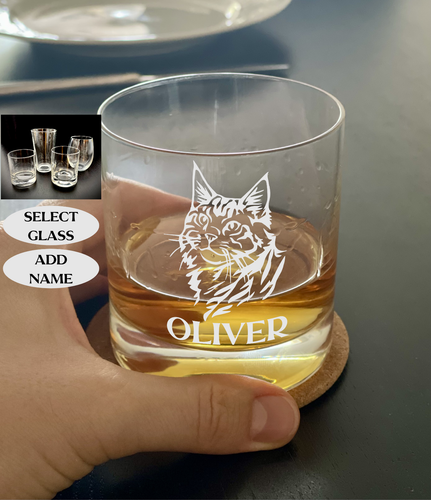 CAT Face ENGRAVED on Glassware, ADD NAME, Kitty Lover, New Pet, Feline ...