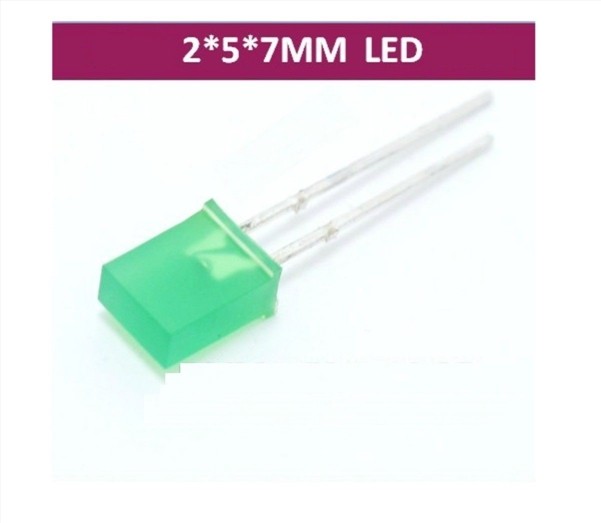 100Pcs 2X5X7MM Rectangle Green Green Led Light Emitting Diode Ic New lc ...