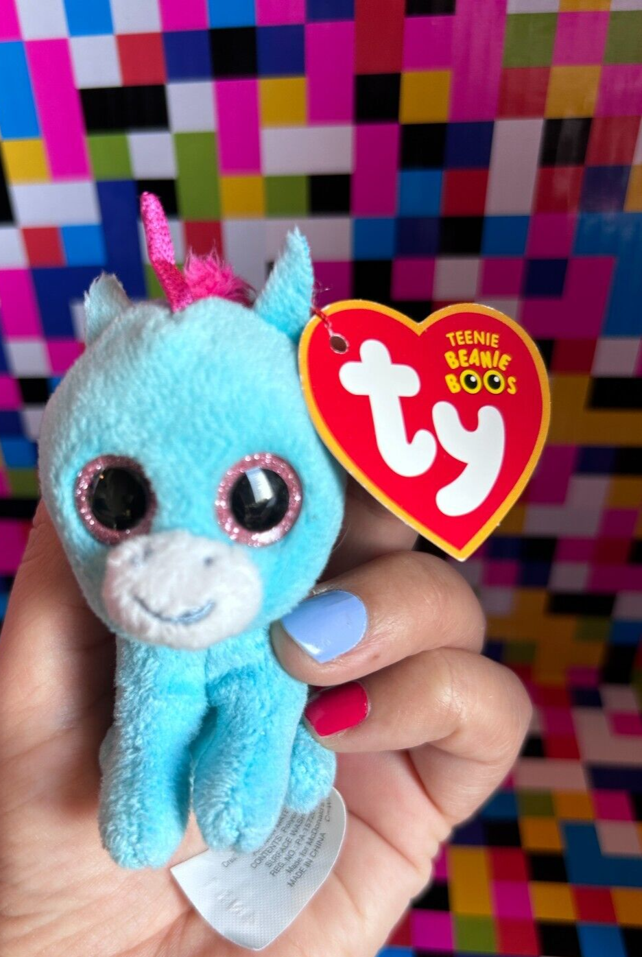 3 Inch 2014 TY Beanie Boos Plush Toy Glitter Eyes Magic The Blue Pony ...