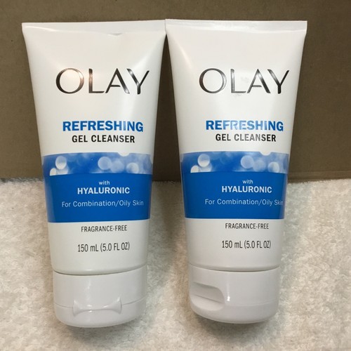 2x OLAY Refreshing Gel Cleanser & Hyaluronic Fragrance Free. New 5oz ...
