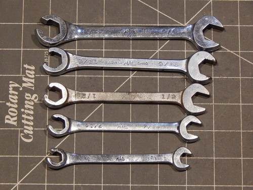 Mac 5Pc Combination Open End Flare Nut Line Wrench Set 3/8" 5/8" 6Pt ...