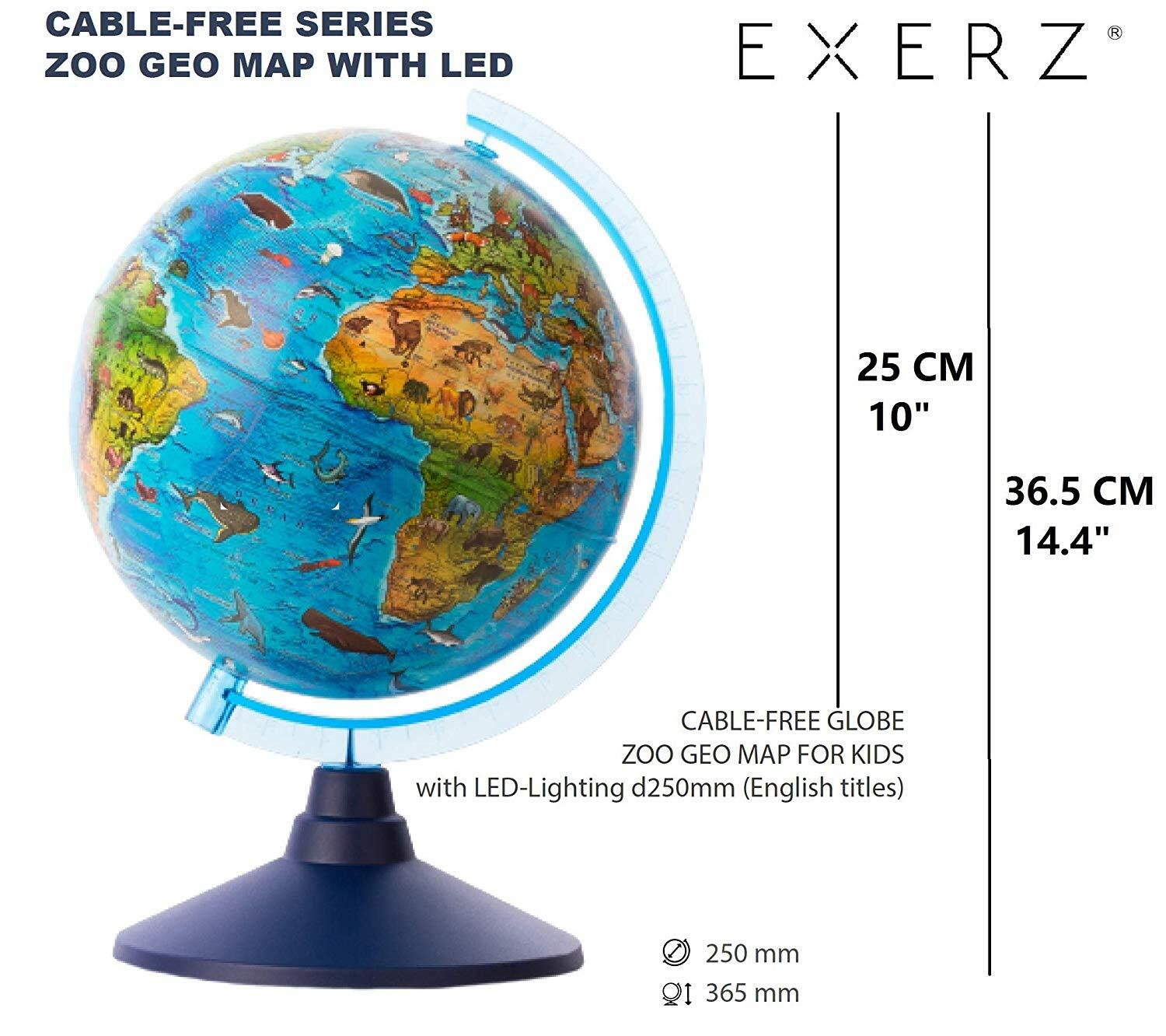 Cable-Free Illuminated World Globe LED Light Up Lamp Globe Dia 32CM ...