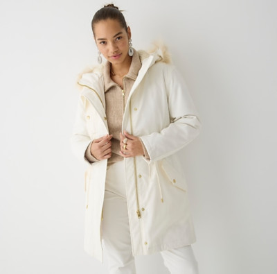 NEW J. CREW $350 IVORY PERFECT WINTER PARKA SZ S SMALL | eBay