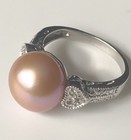 LUC 925 Sterling Silver RING SIZE 6.5 Freshwater Pearl Heart Accented ...