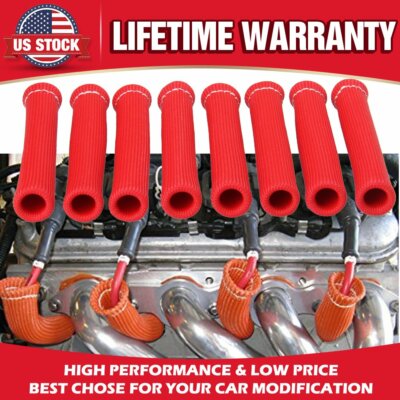 8pcs 2500°F Heat Shield Spark Plug Wire Boots Protector Sleeve SBC BBC ...