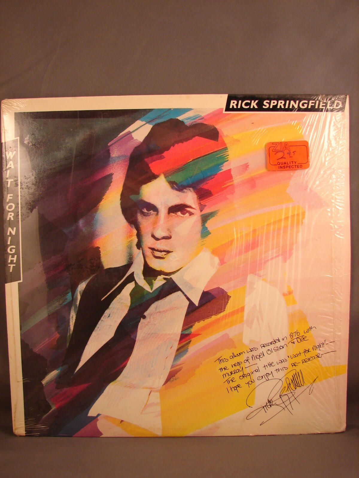 LP RICK SPRINGFIELD WAIT FOR NIGHT 1976 USED VINYL ALBUM 1982 reissue ...
