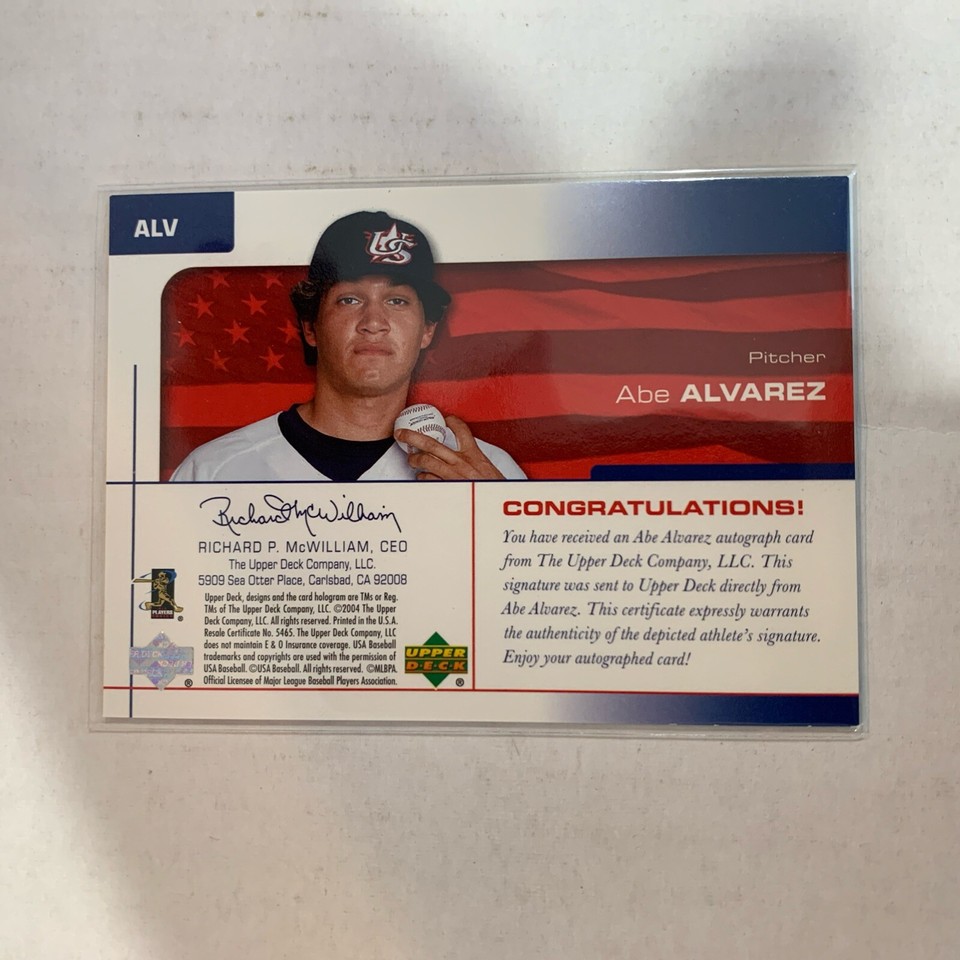 ABE ALVAREZ 2004 UD USA BASEBALL 25 YEAR ANNIVERSARY BLACK INK ...