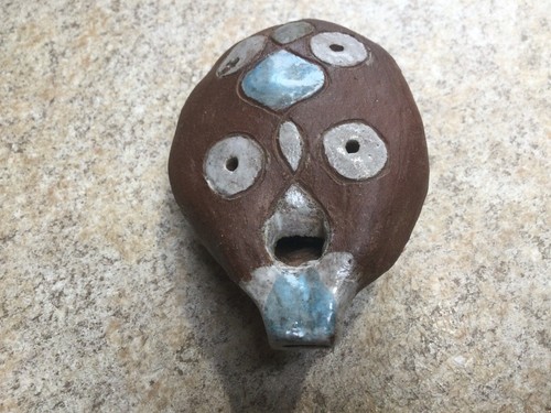 Handmade Folk Art Clay Whistle Alien Face | eBay