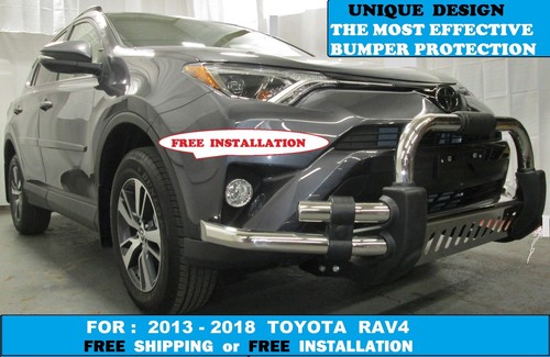 FOR : 2013-2018 TOYOTA RAV4. STAINLESS STEEL BUMPER GUARD PROTECTOR ...
