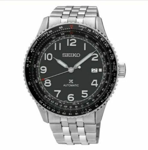 SEIKO PROSPEX SRPB57 Sky NaviTimer Pilot Aviator Watch 4R35 Steel ...