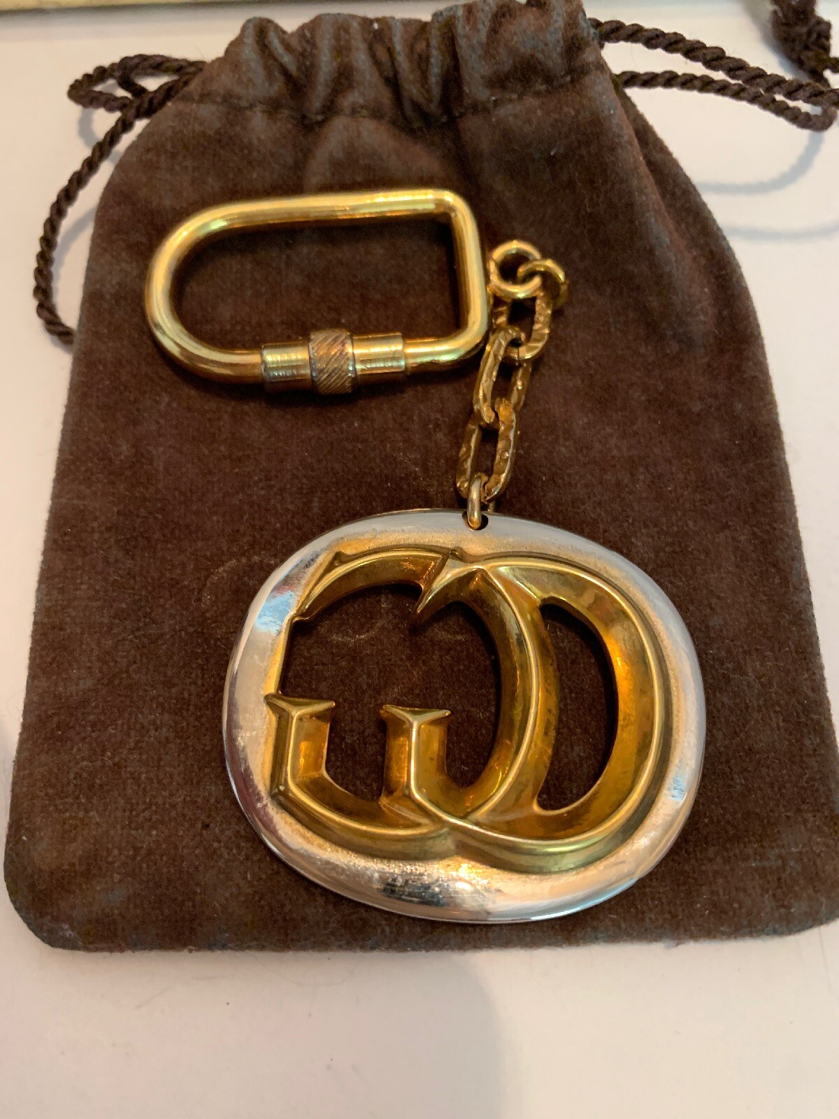 Vintage Gucci Gold Tone Screw Open Key Chain Fob Orig… - Gem