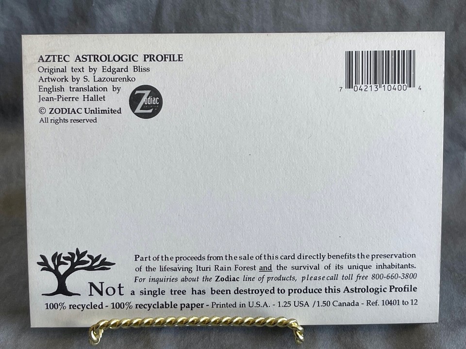 Vintage Aztec Astrology "THE RABBIT" (TOCHTLI) Number 8 ~ Postcard ...
