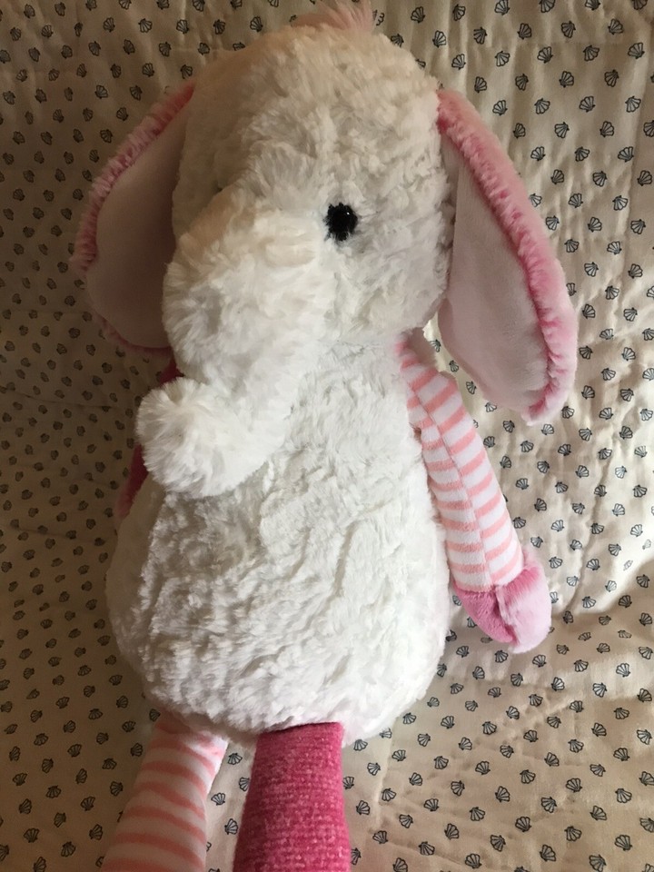 Aurora World Purely Luxe Elephant 17" Plush White Pink Stripes Lovey ...