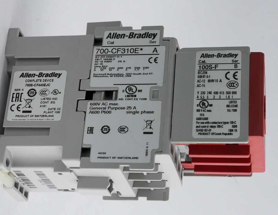 Allen Bradley 700-CF310E* /A + 100S-F /B Safety Control Relay Module ...