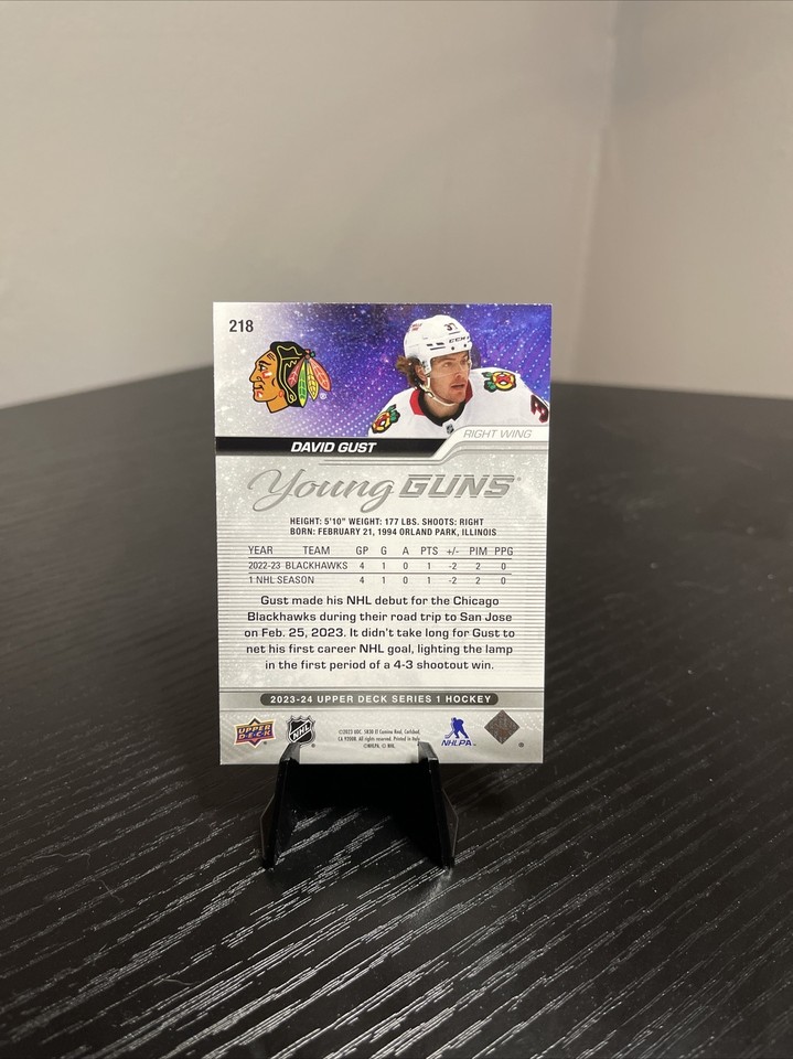 Blackhawks David Gust Outburst Young Gun UD 23-24 Series 1 #218 | eBay
