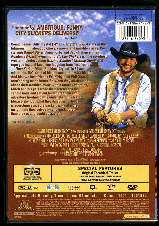 City Slickers (1991) DVD Widescreen Billy Crystal Daniel Stern Bruno ...