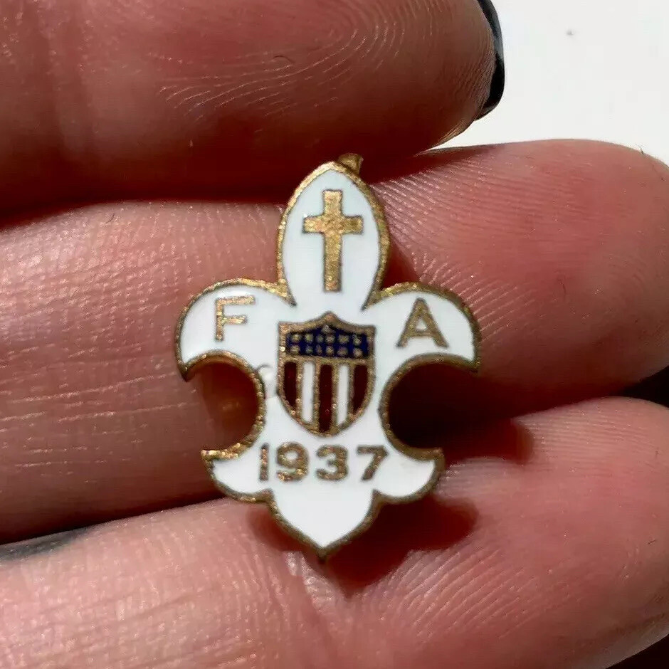 Vintage 1937 Pin 13 Star Flag Crest Shield Enamel Clo… - Gem