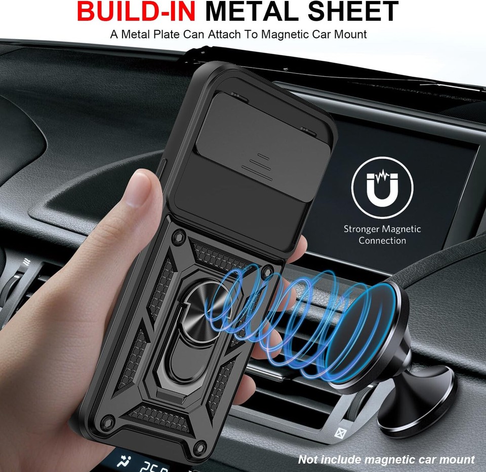 For Google Pixel 9a Case, Shockproof Ring Phone Cover + Screen ...