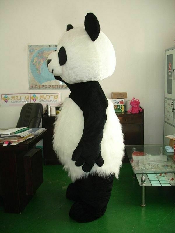 New Long Fur Panda Bear Animal Mascot Costume Cosplay Birthday Dress ...