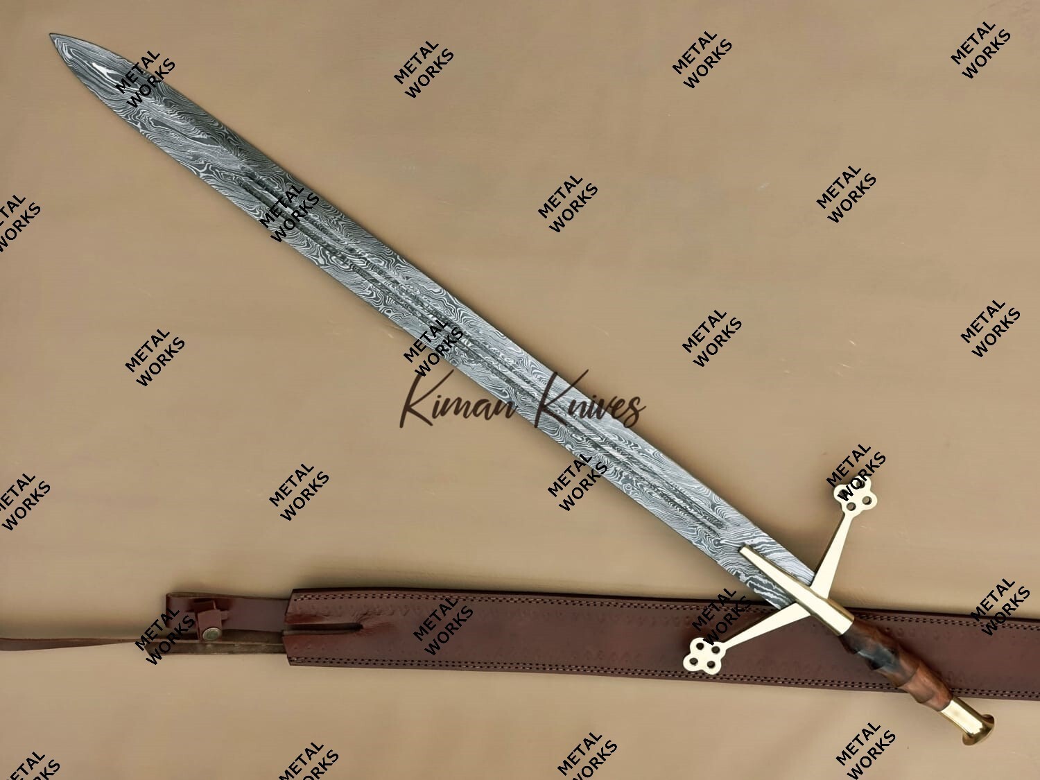 Custom Handmade 38" Long Damascus Blade Scottish Claymore Sword. | eBay