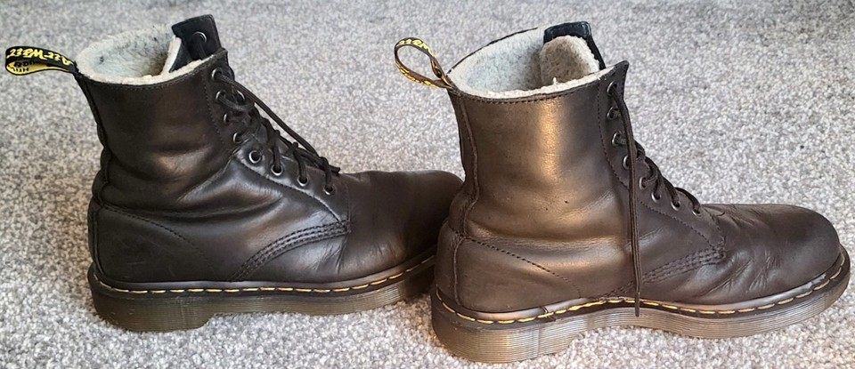 Dr. Martens Black 1460 Serena Faux Fur Lined Boots UK Size 6, EU 39 ...