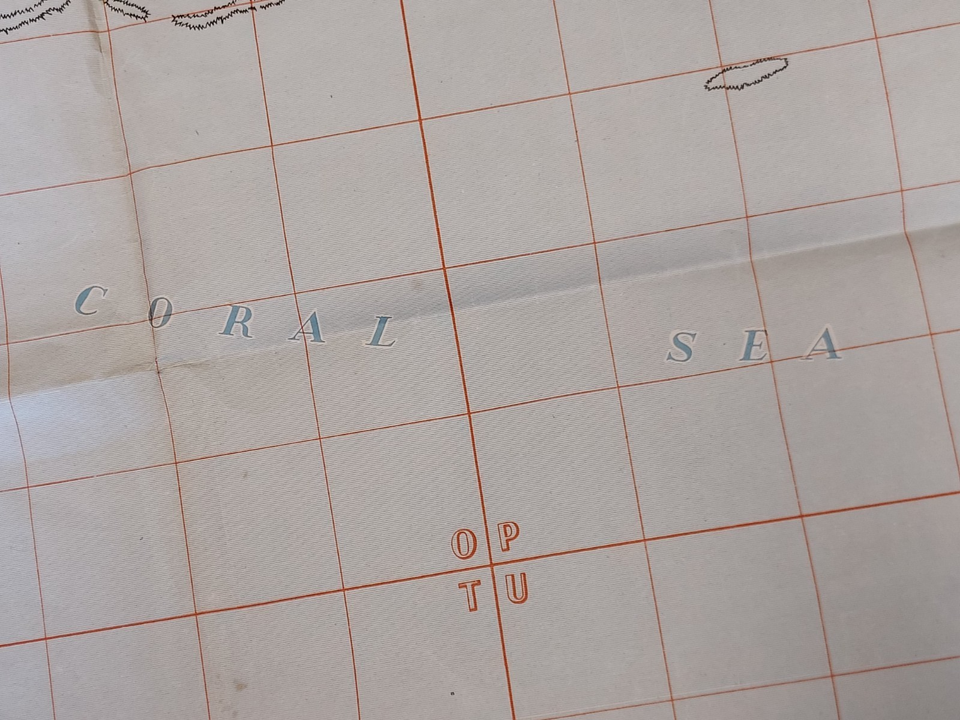 Vintage World War 2 WW2 Japanese Grid Map of ABAU New Guinea 30" x 23 ...