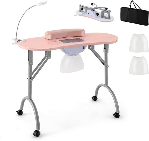 Folding Manicure Nail Table with Electric Dust Collector, Portable Nail ...