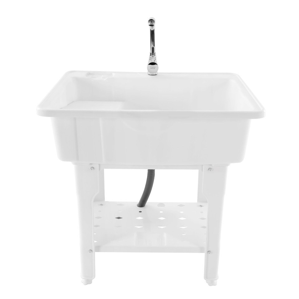 White Utility Sink Laundry Tub For Washing Room, Basement,Garage Wash ...