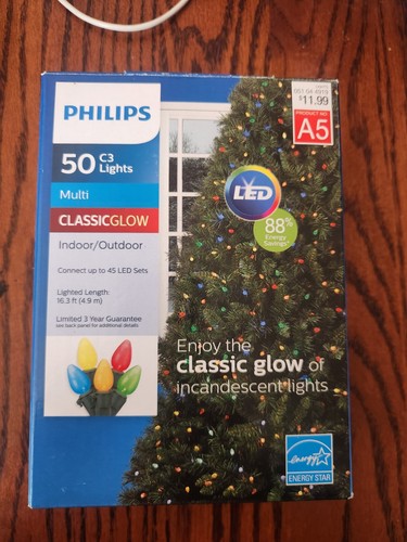 Philips Classic Glow LED 50 Multi C3 String Lights, Indoor/Outdoor, NEW ...