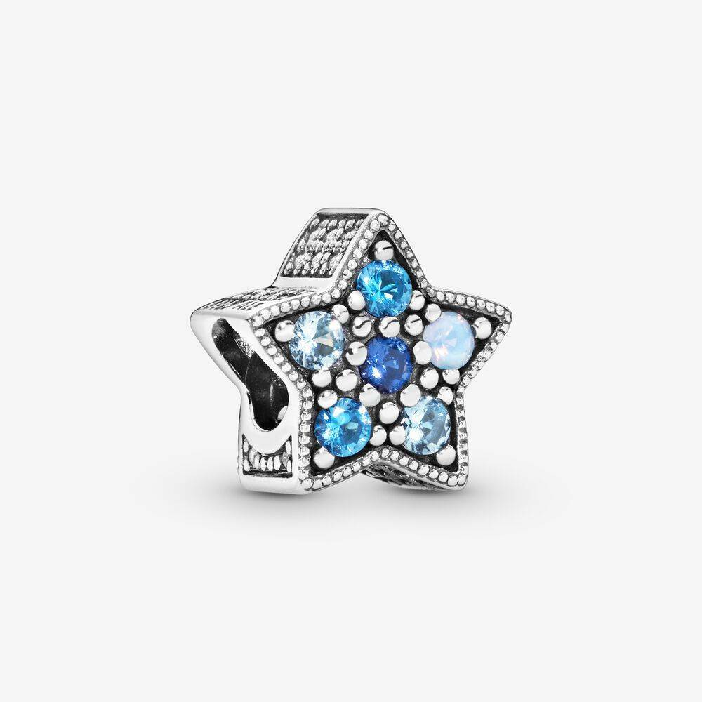 Pendant Pandora Charm Star Bright Blue 796379NSBMX White Zirconia Charm ...